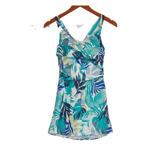 Denim&Co | Swim | Denim Co Beach Petite Twist Front Swim Dress Womens ...